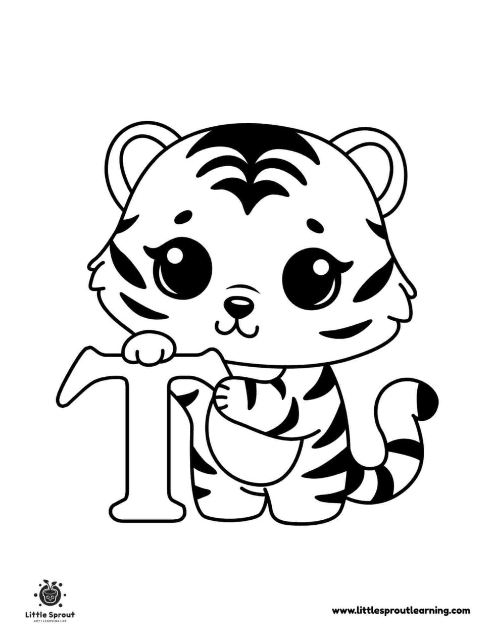 T Is For Tiger Alphabet Coloring Page - Little Sprout Art + Learning Lab