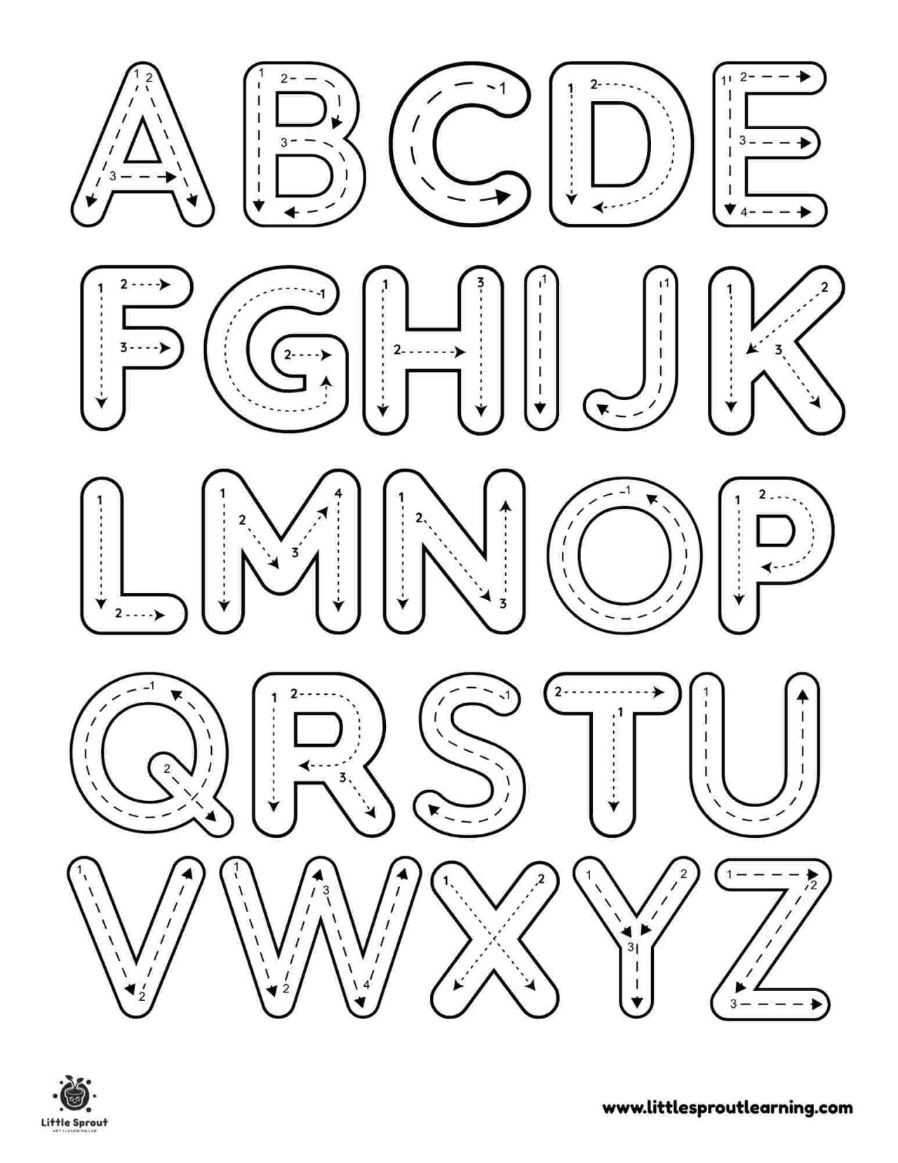 Free Alphabet Coloring Pages Printable A To Z Fun For Kids Little