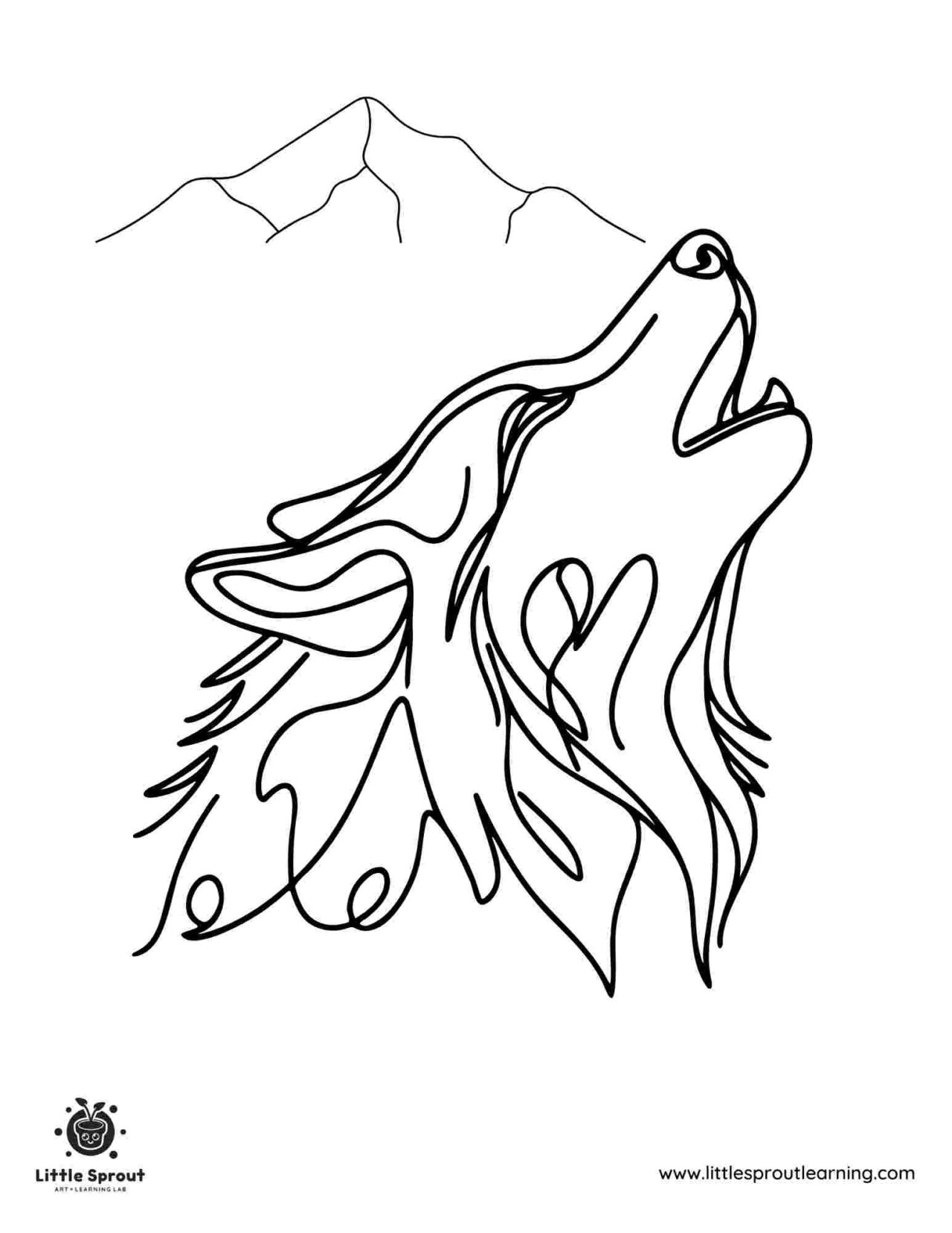 Wolf Line Art Coloring Page - Little Sprout Art + Learning Lab