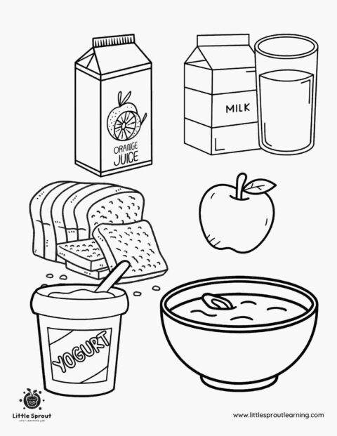 25 Free Food Coloring Pages To Print – Fun, Healthy, And Cute! - Little ...