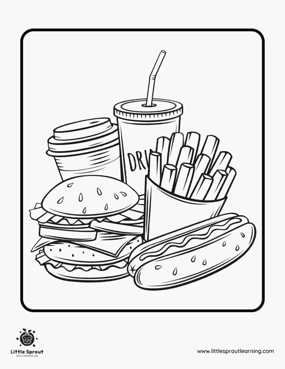 25 Free Food Coloring Pages To Print – Fun, Healthy, And Cute! - Little ...