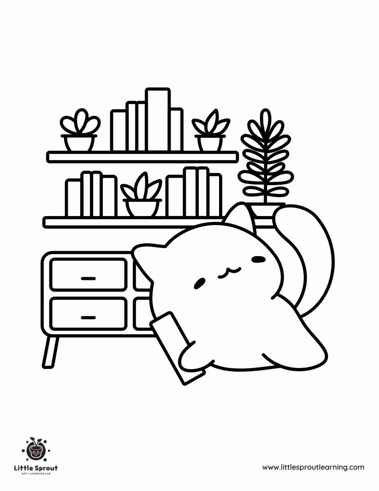 Kawaii Cat Coloring Page - Little Sprout Art + Learning Lab