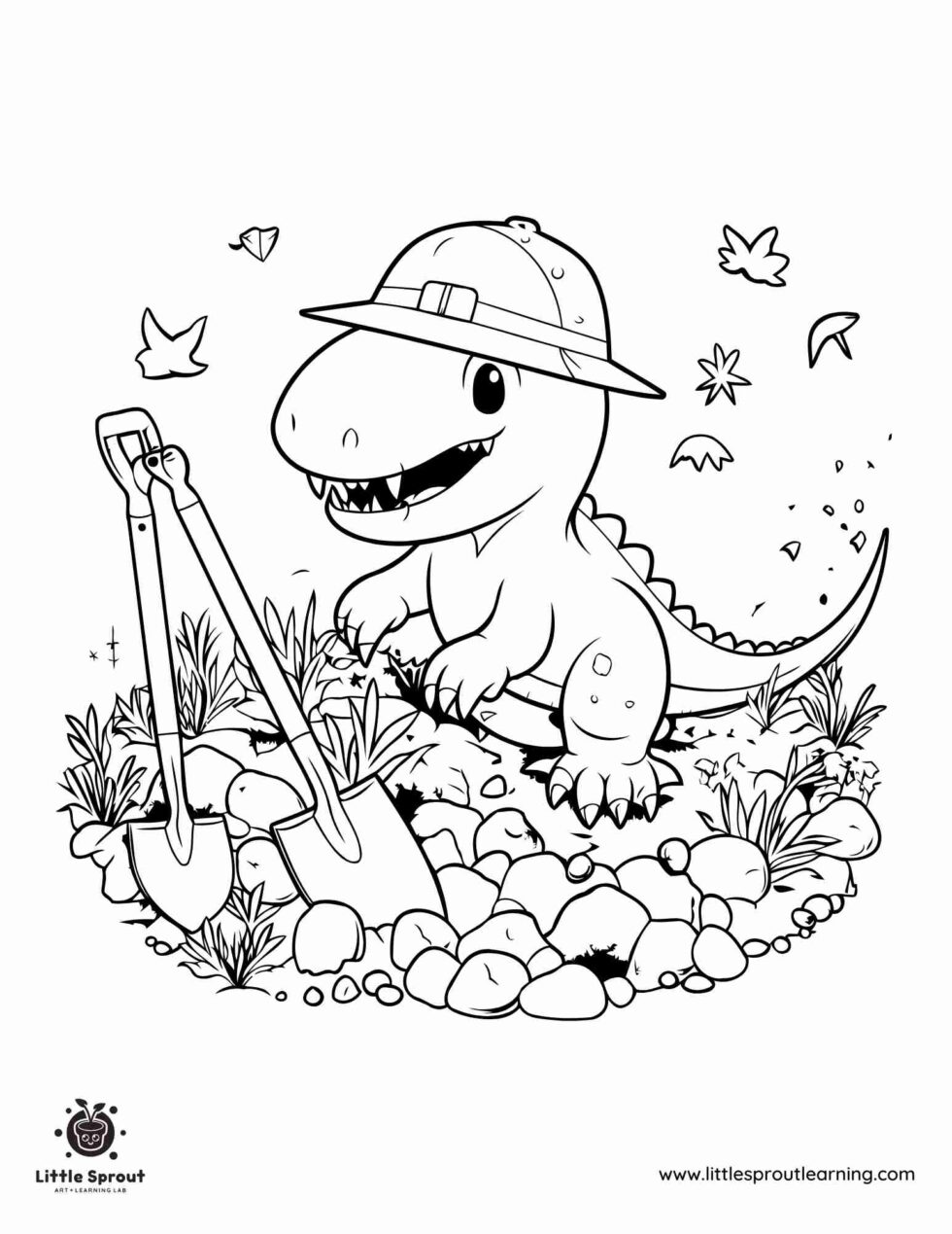 Dinosaur T Rex Coloring Page For Kids - Little Sprout Art + Learning Lab