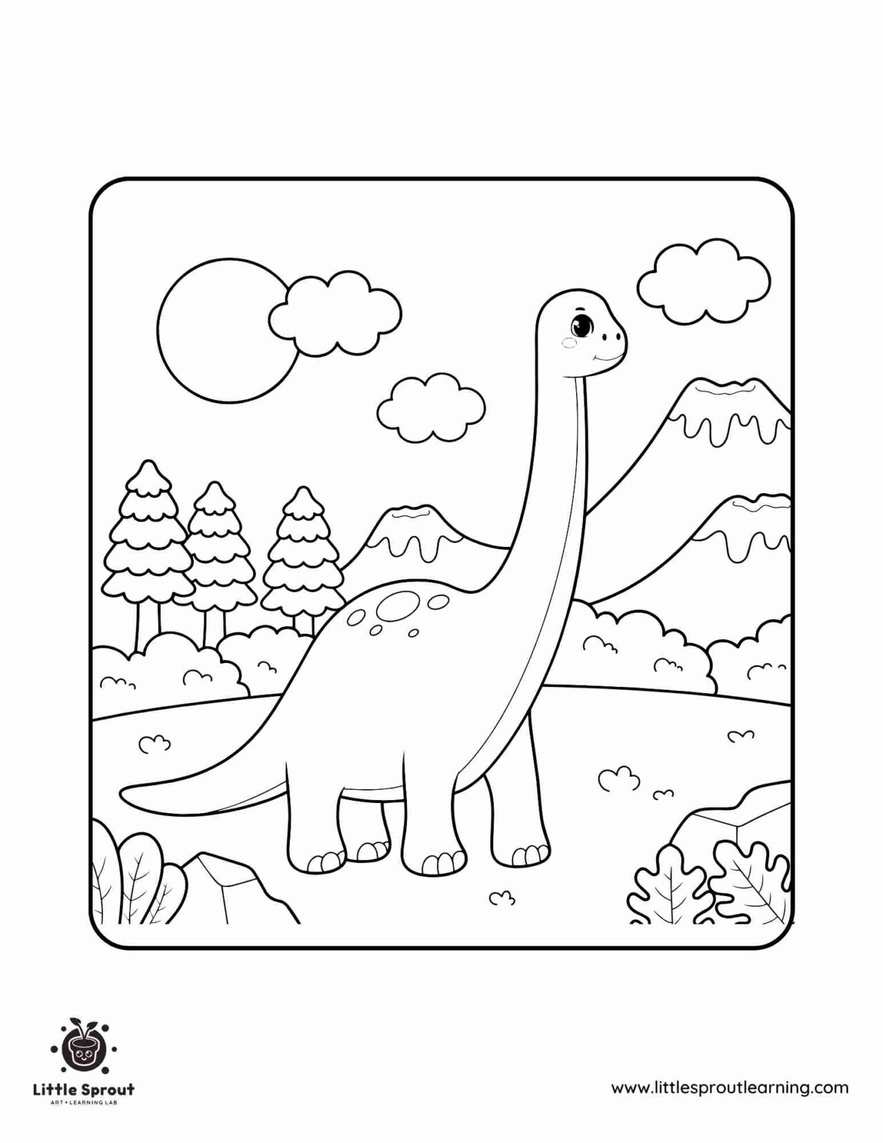 Fun Dinosaur Coloring Page - Little Sprout Art + Learning Lab