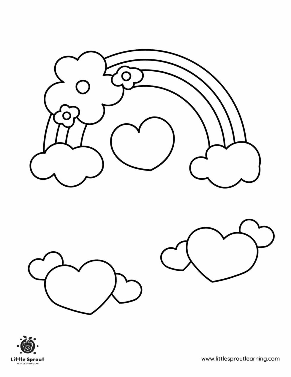 Rainbow Hearts Coloring Page - Little Sprout Art + Learning Lab