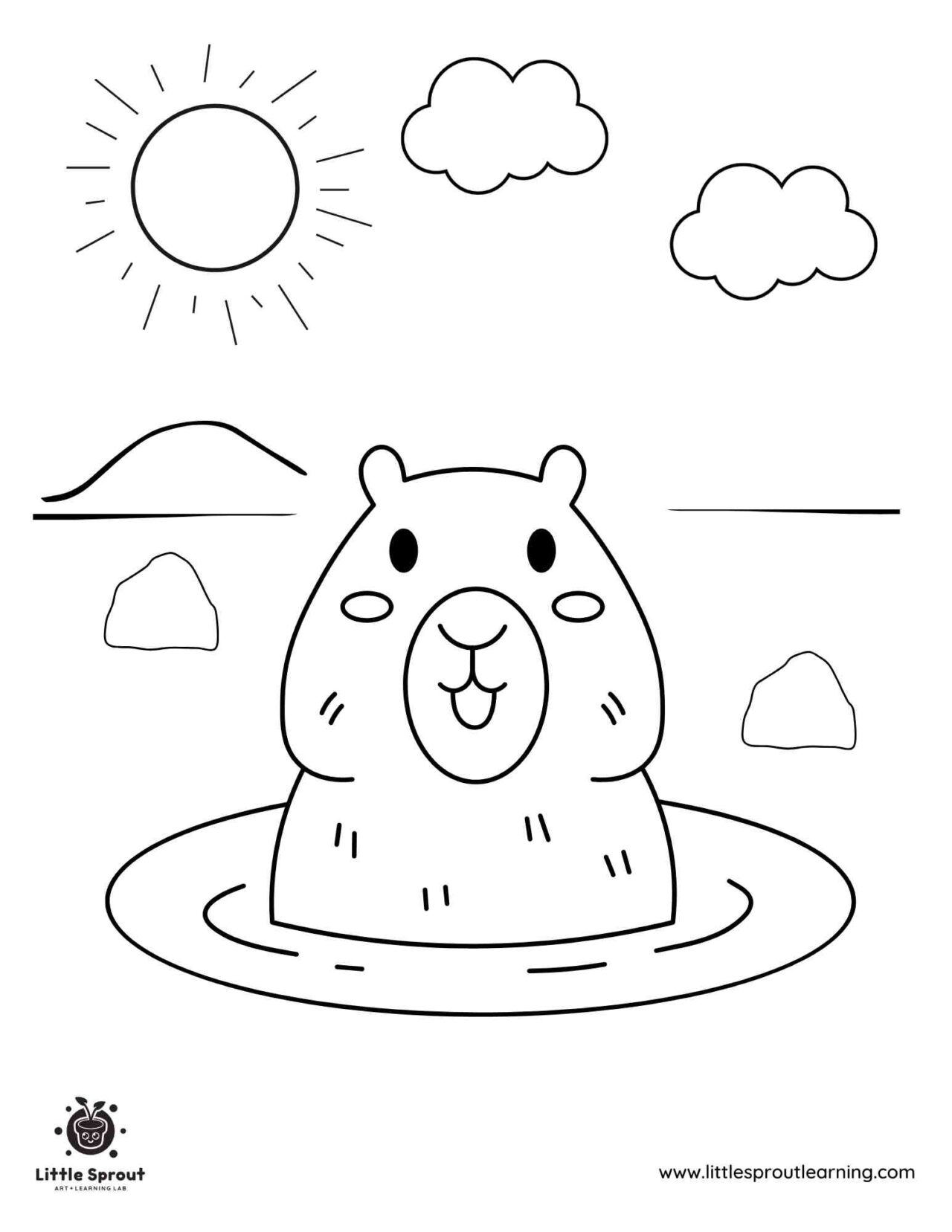 Cute Capybara Coloring Page - Little Sprout Art + Learning Lab