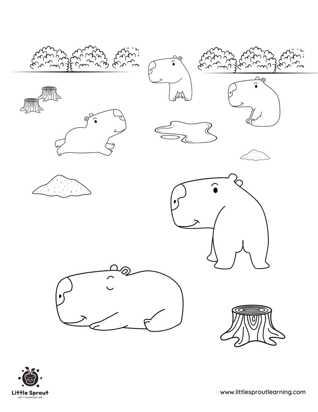 20 Free Capybara Coloring Sheets For Children - Little Sprout Art ...