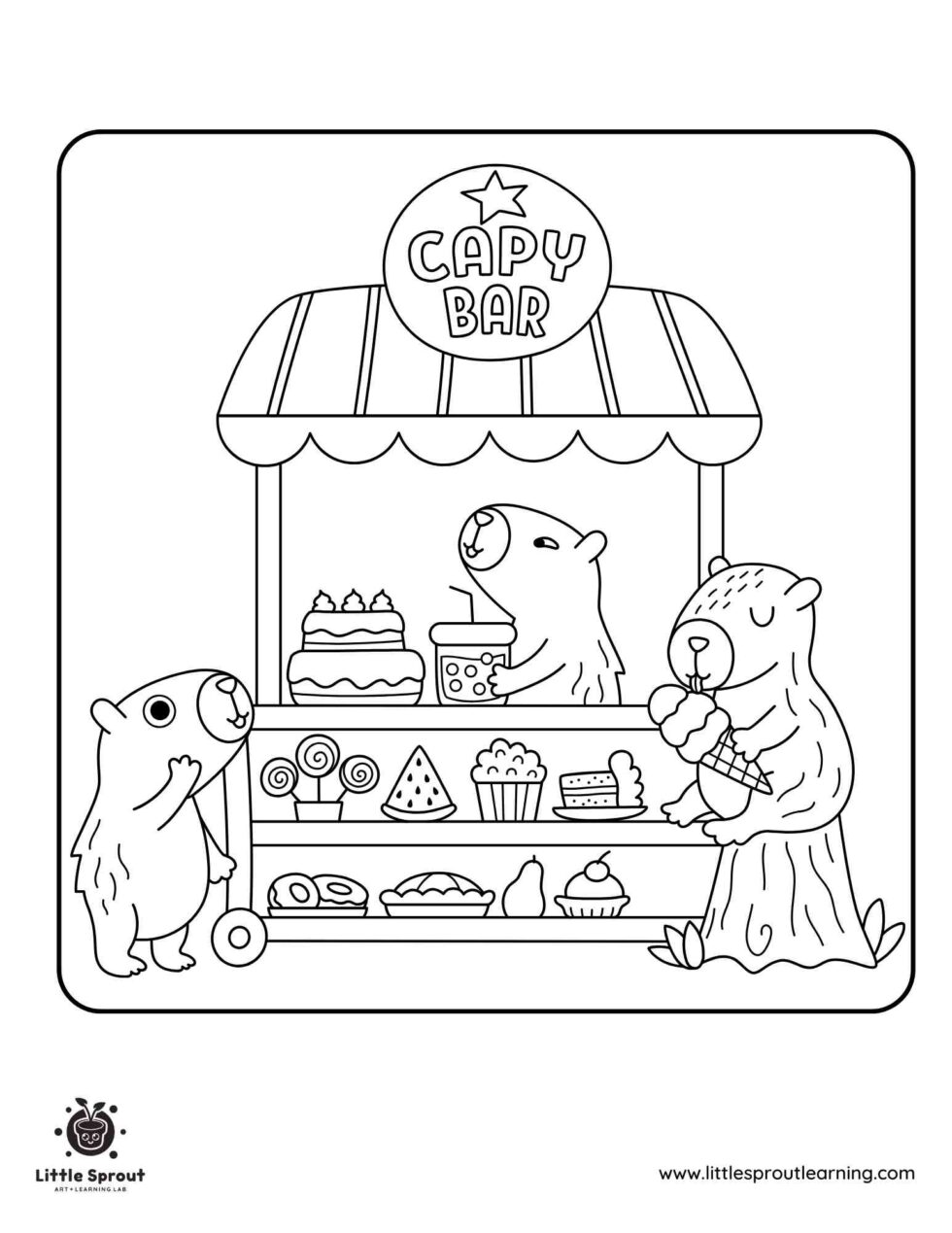 20 Free Capybara Coloring Sheets For Children - Little Sprout Art ...