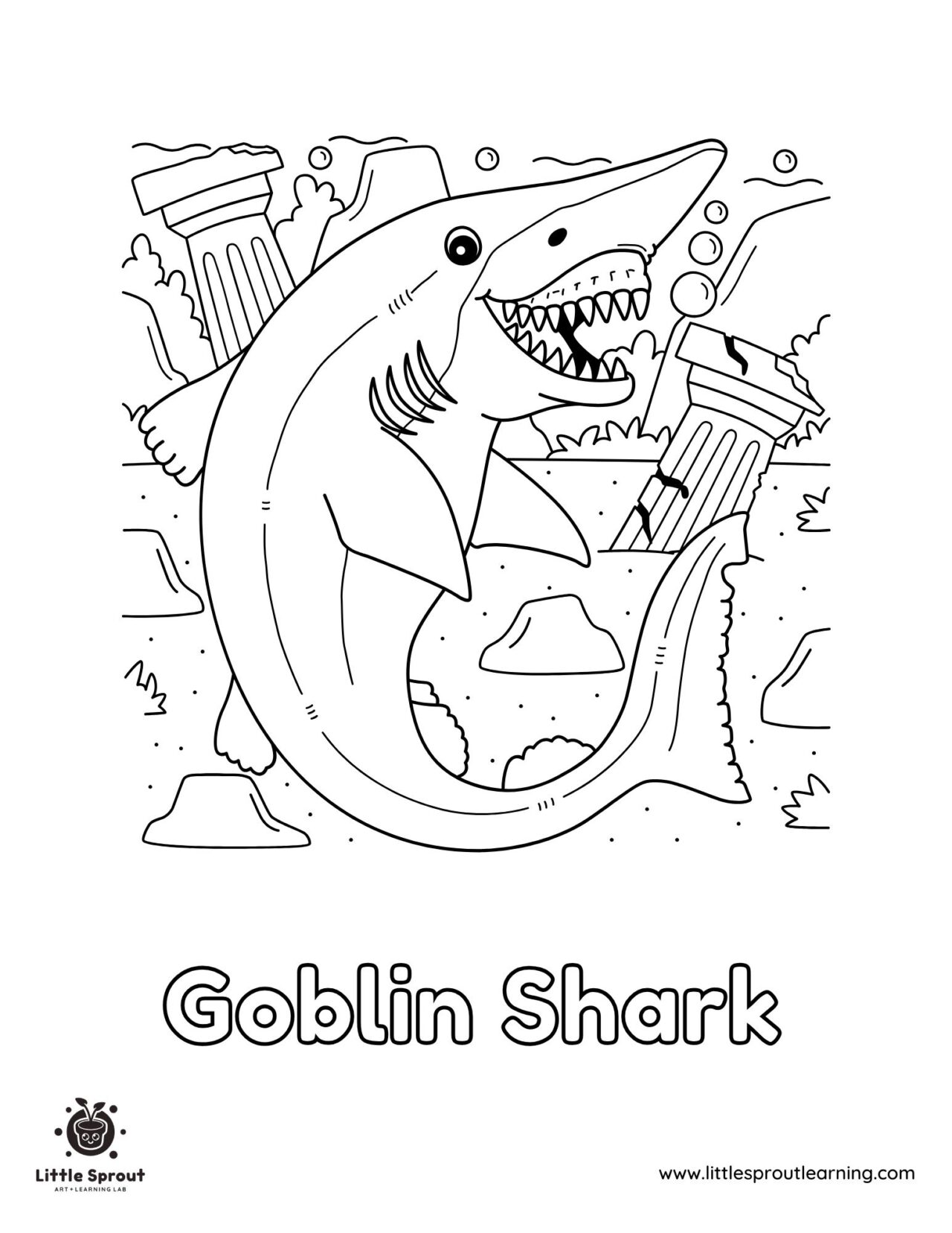 Goblin Shark Coloring Page - Little Sprout Art + Learning Lab