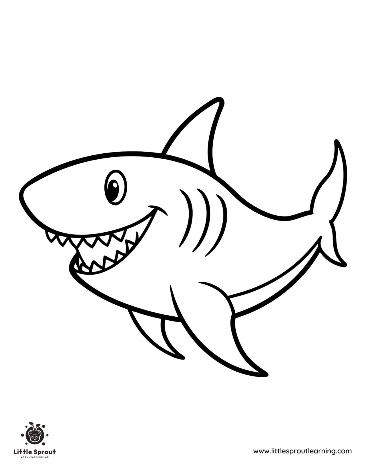 Megalodon Shark Coloring Page - Little Sprout Art + Learning Lab