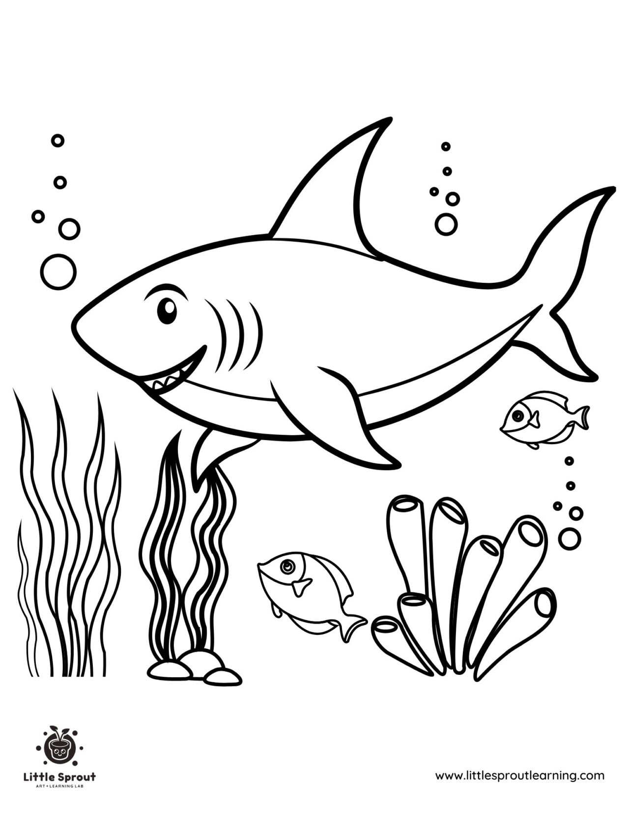 Swimming Shark Coloring Page - Little Sprout Art + Learning Lab