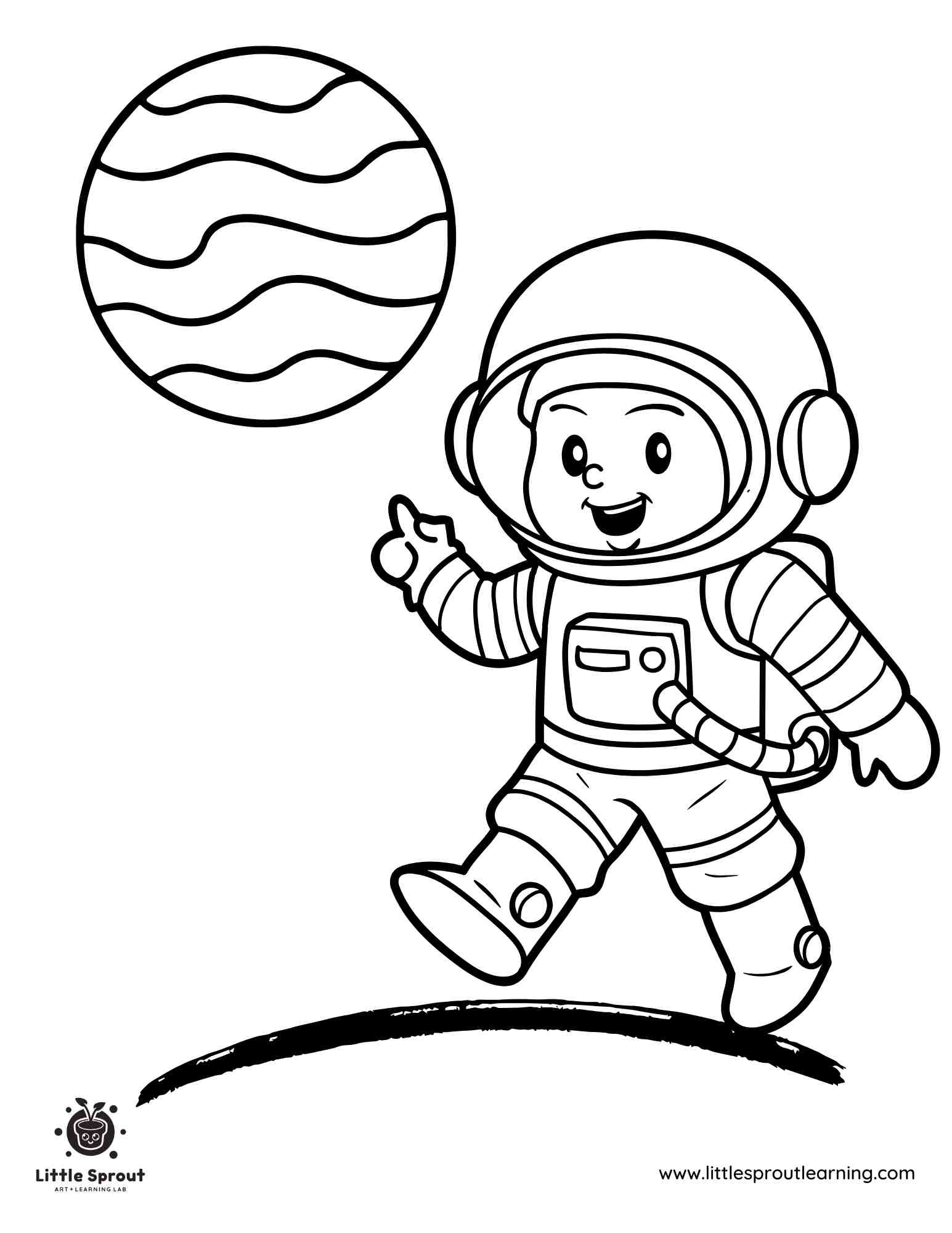 Astronaut Coloring Page Printable - Little Sprout Art + Learning Lab