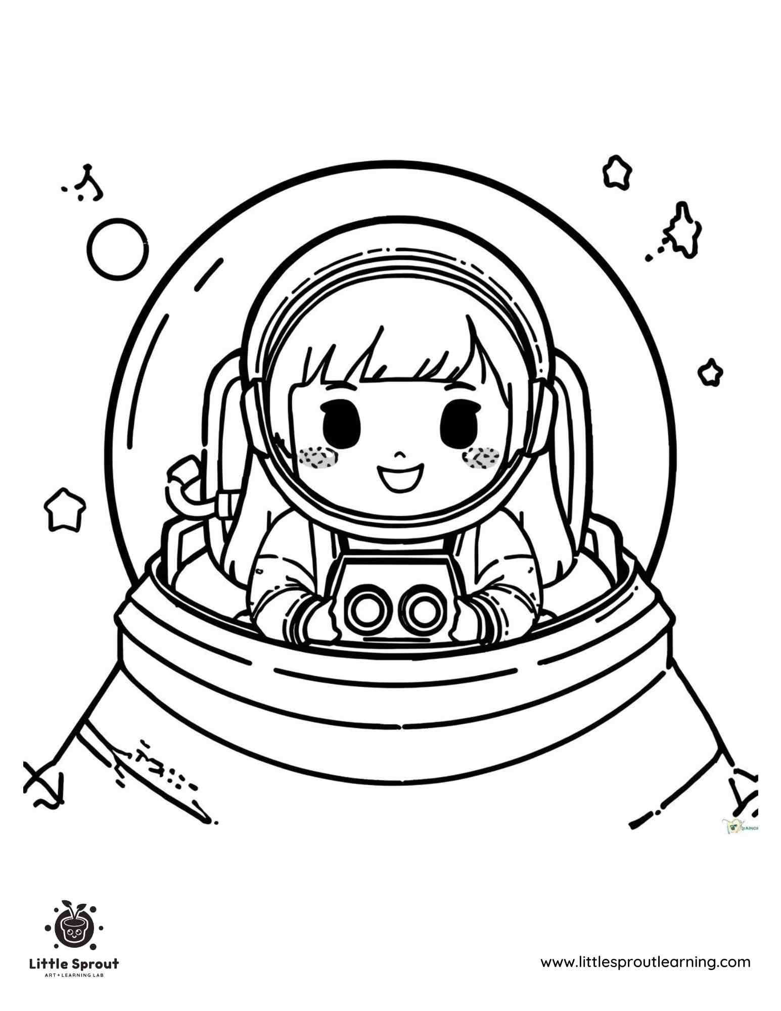 Astronaut Girl Coloring Page - Little Sprout Art + Learning Lab
