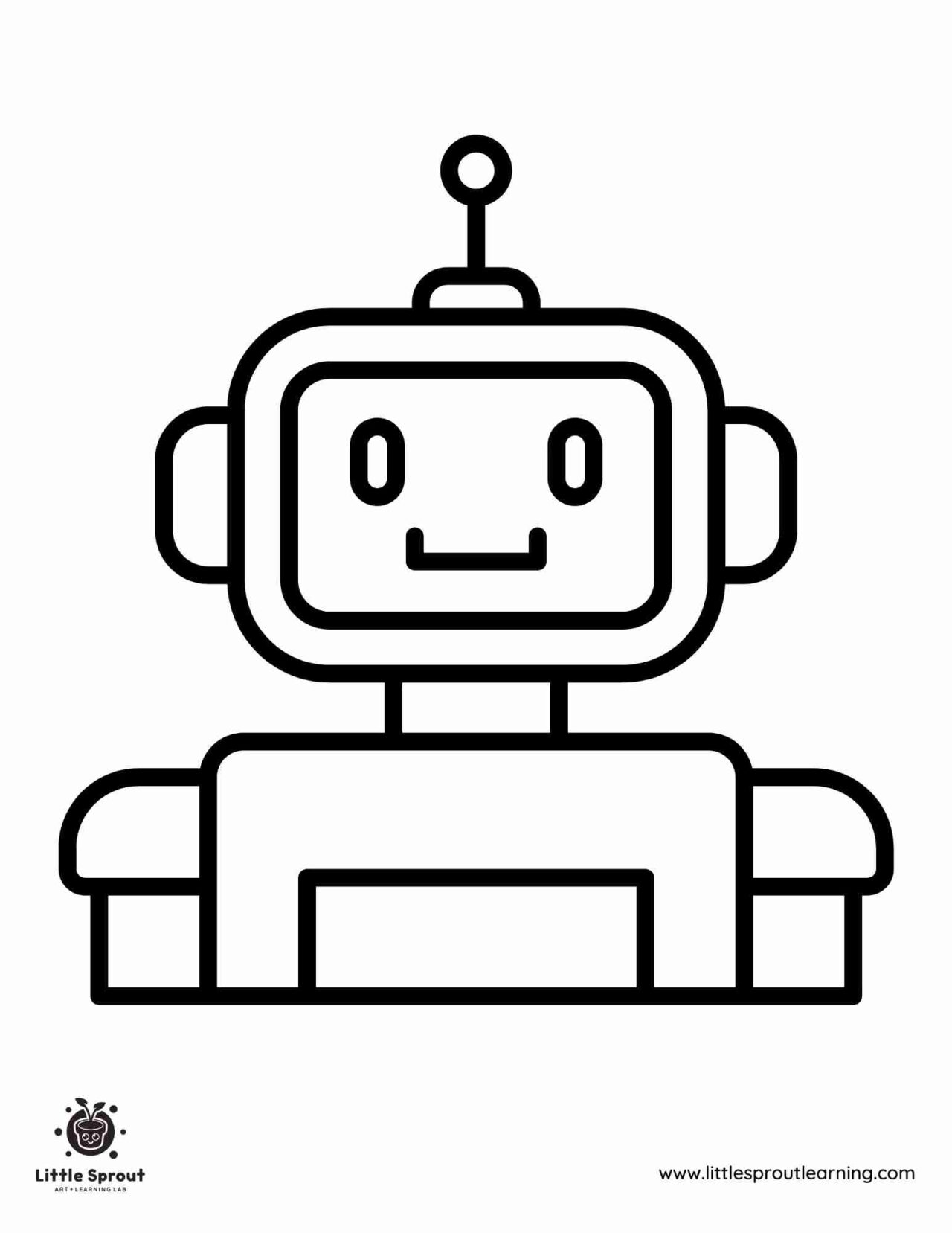 Cute Robot Coloring Page - Little Sprout Art + Learning Lab