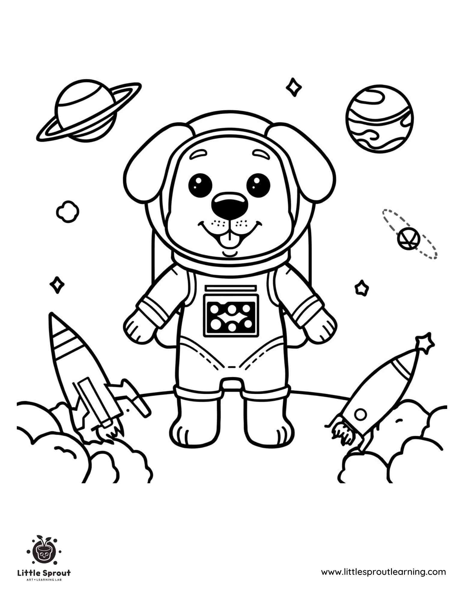 Dog Astronaut Coloring Page - Little Sprout Art + Learning Lab