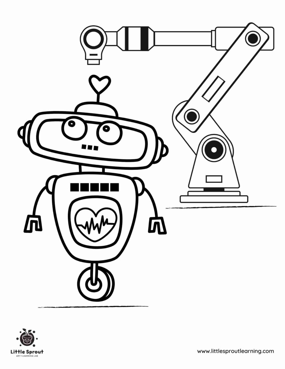 Free Robot Coloring Page - Little Sprout Art + Learning Lab