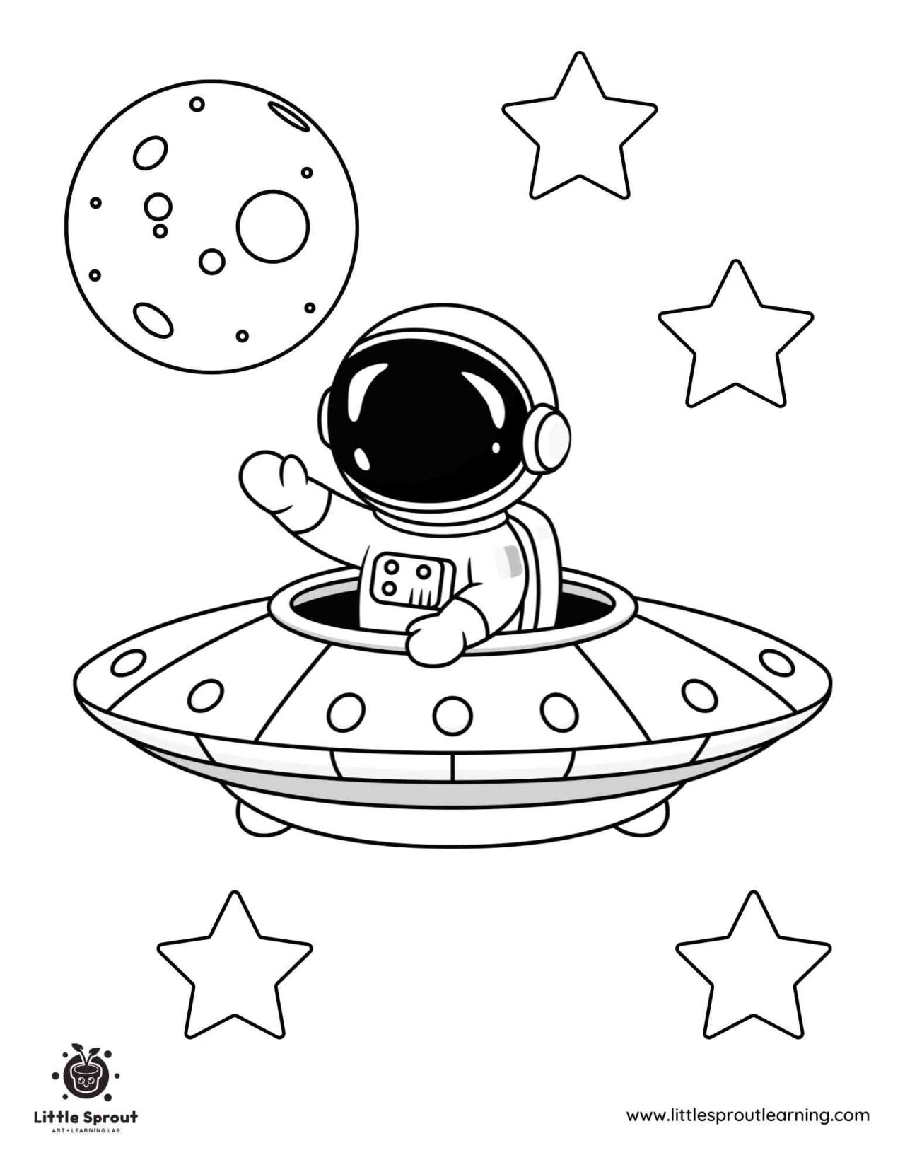 Fun Astronaut Coloring Page - Little Sprout Art + Learning Lab