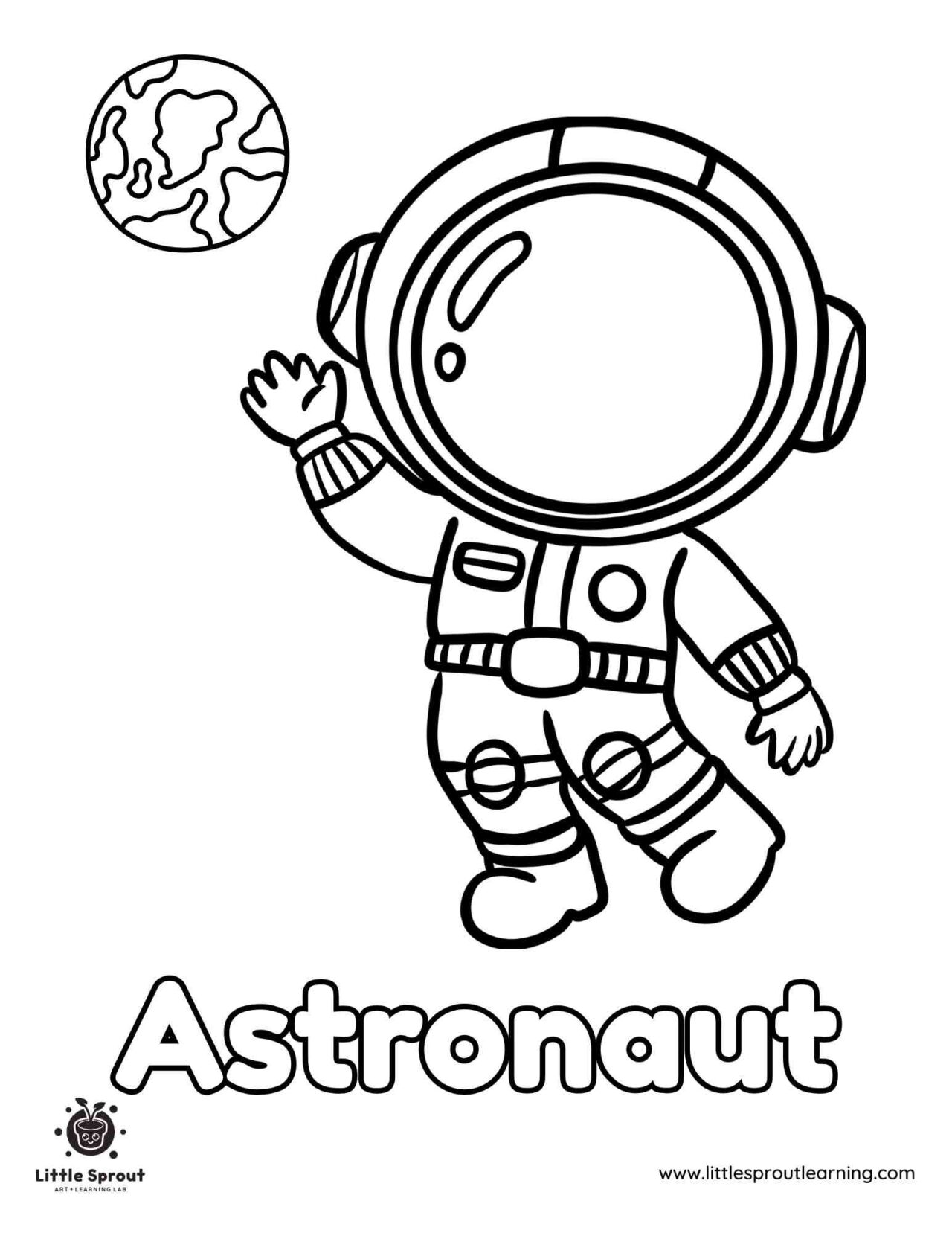 Kid Astronaut Coloring Page - Little Sprout Art + Learning Lab