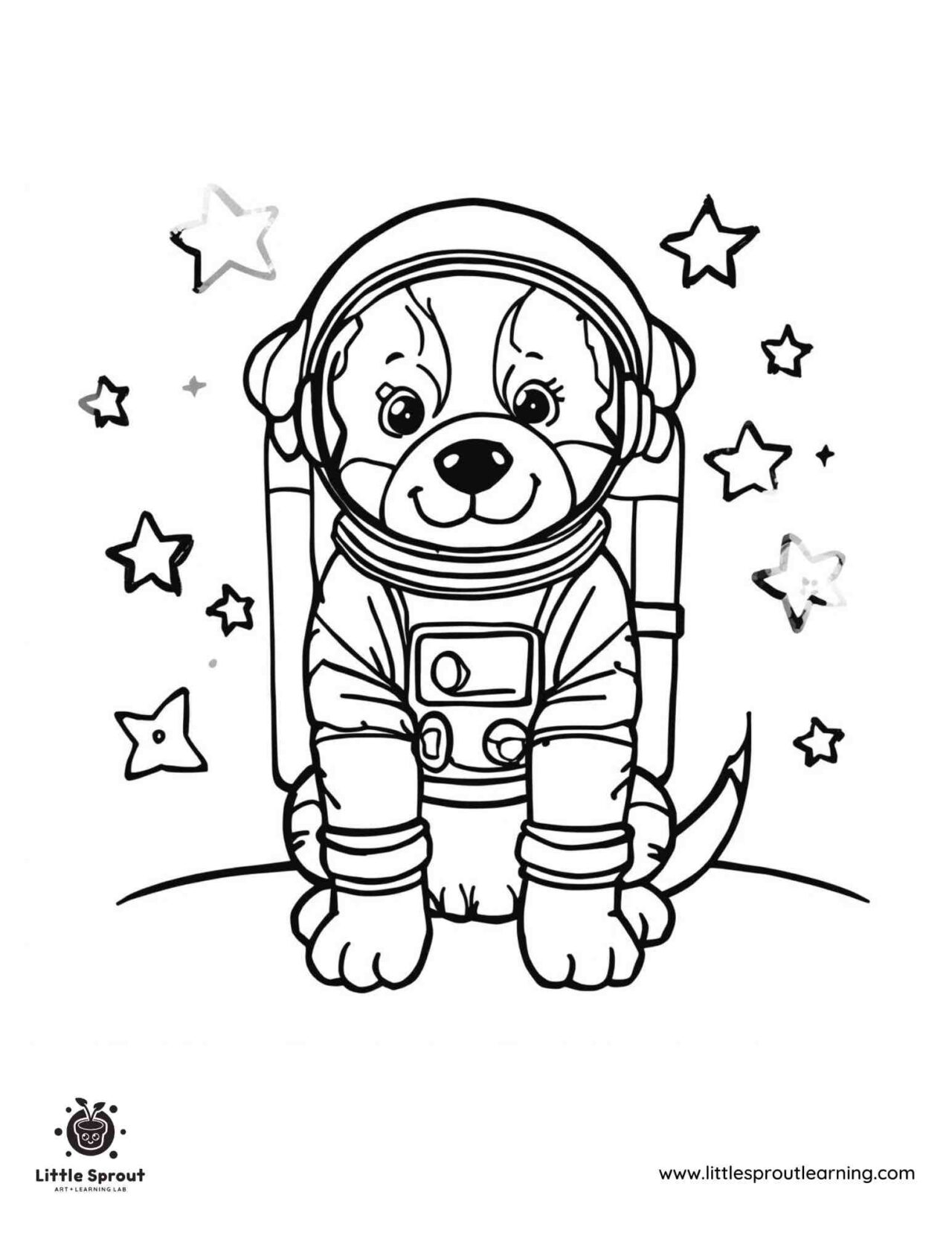 Puppy Astronaut Coloring Page - Little Sprout Art + Learning Lab