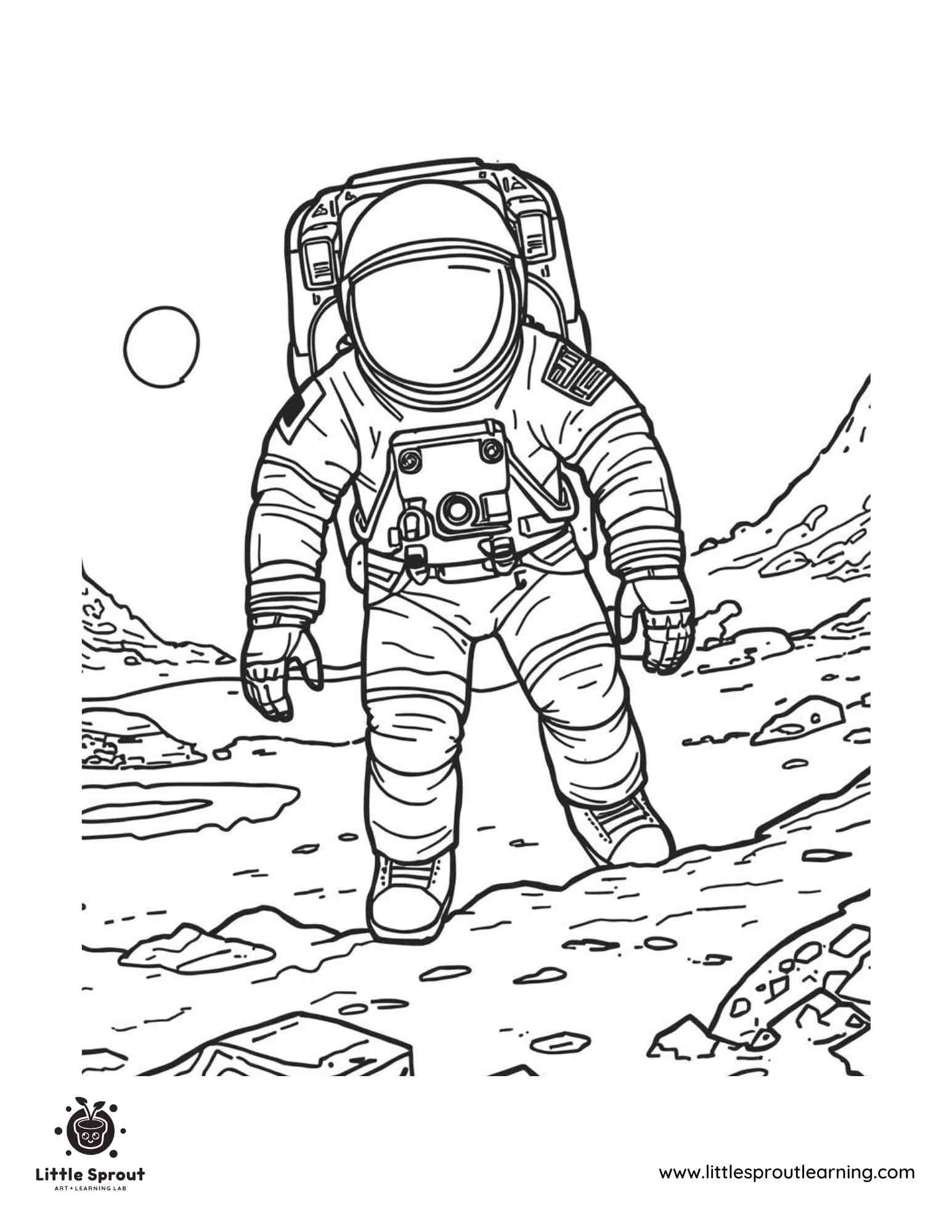 Realistic Astronaut Coloring Page - Little Sprout Art + Learning Lab
