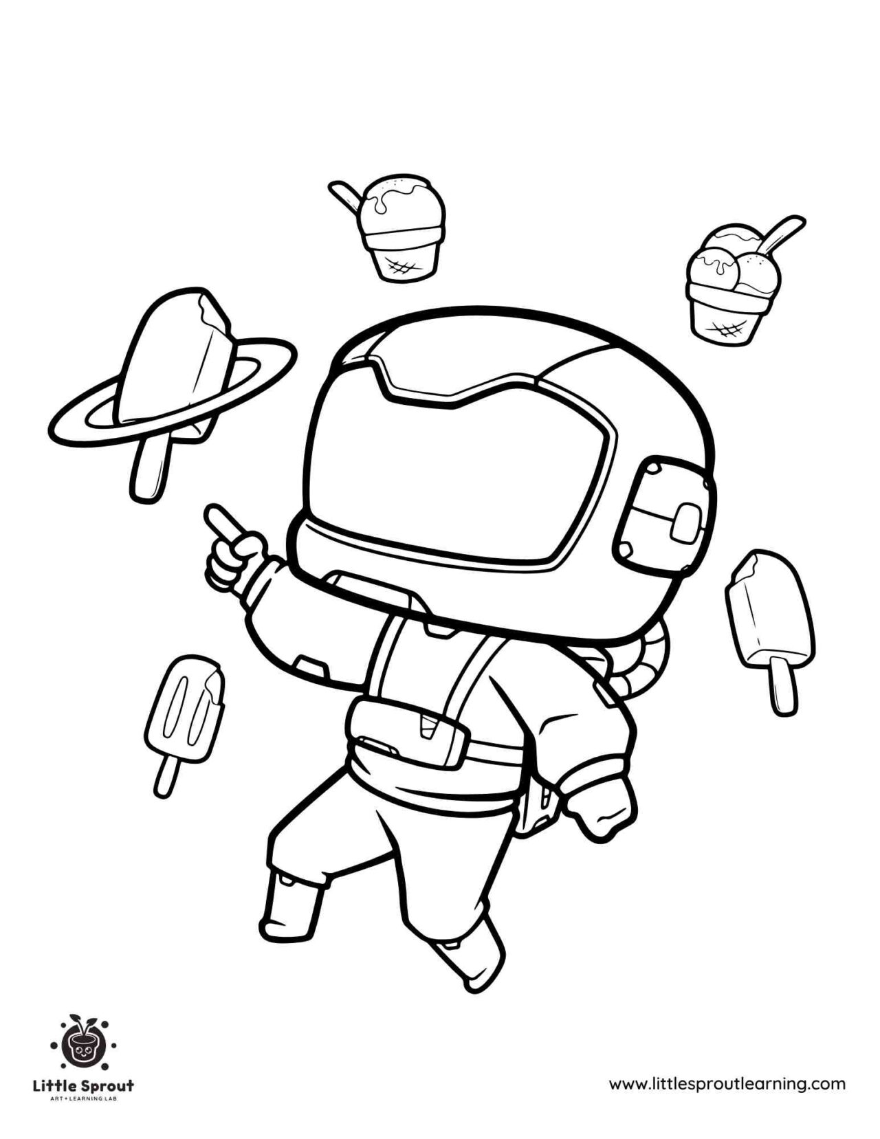 Silly Astronaut Coloring Page - Little Sprout Art + Learning Lab
