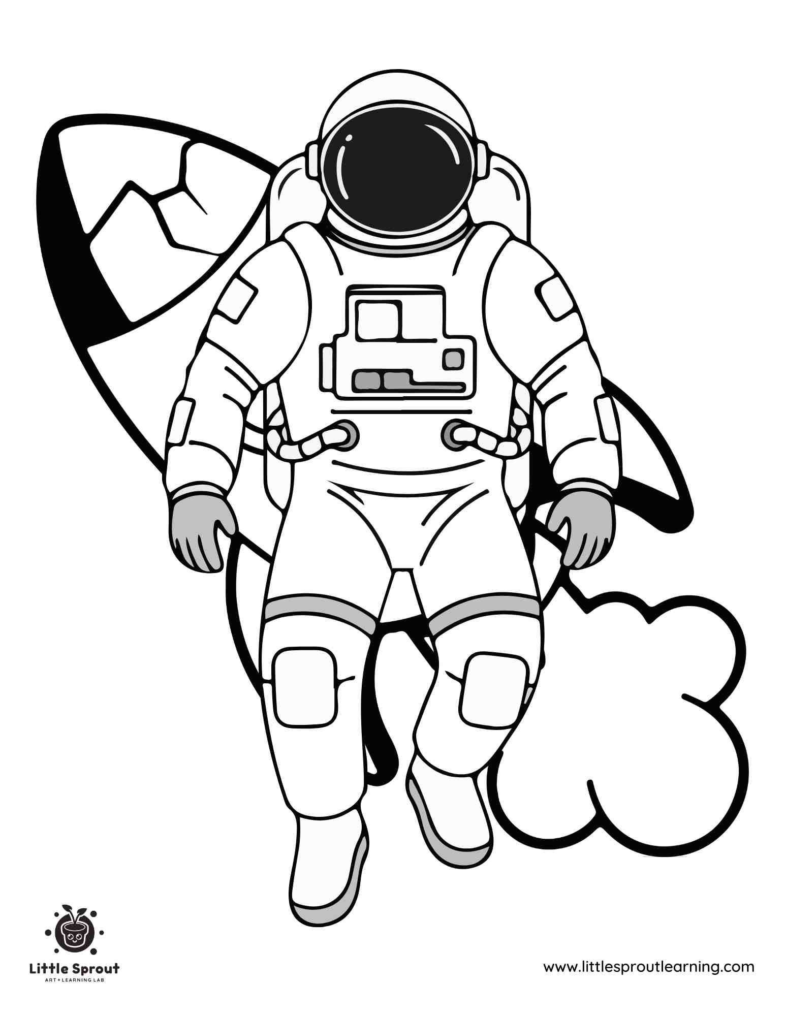 Spaceship And Astronaut Coloring Page - Little Sprout Art + Learning Lab